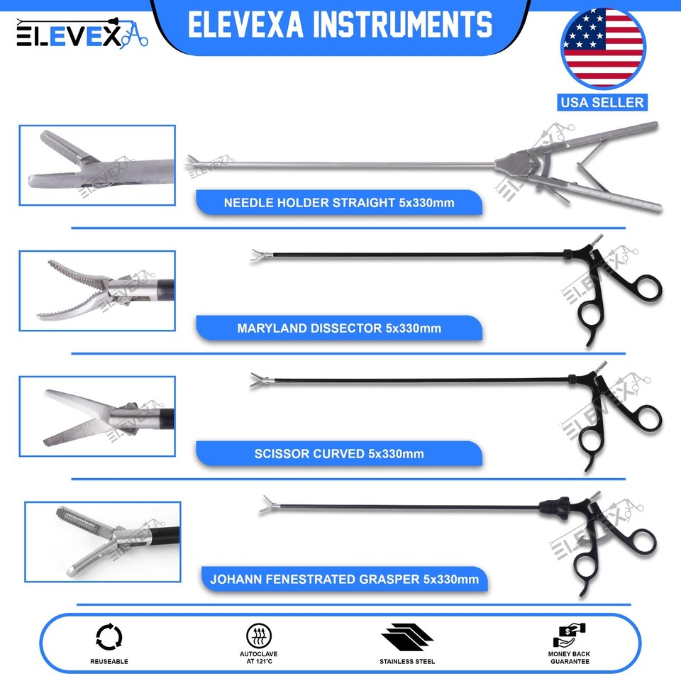 Laparoscopy Needle Holder Grasper Dissector Scissor Forceps Training ...