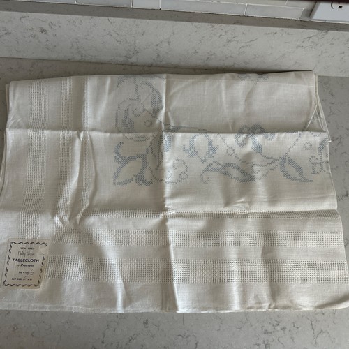 Vintage Linen Stamped Ready To Cross Stitch Tablecloth Alpine Linen 51 ...