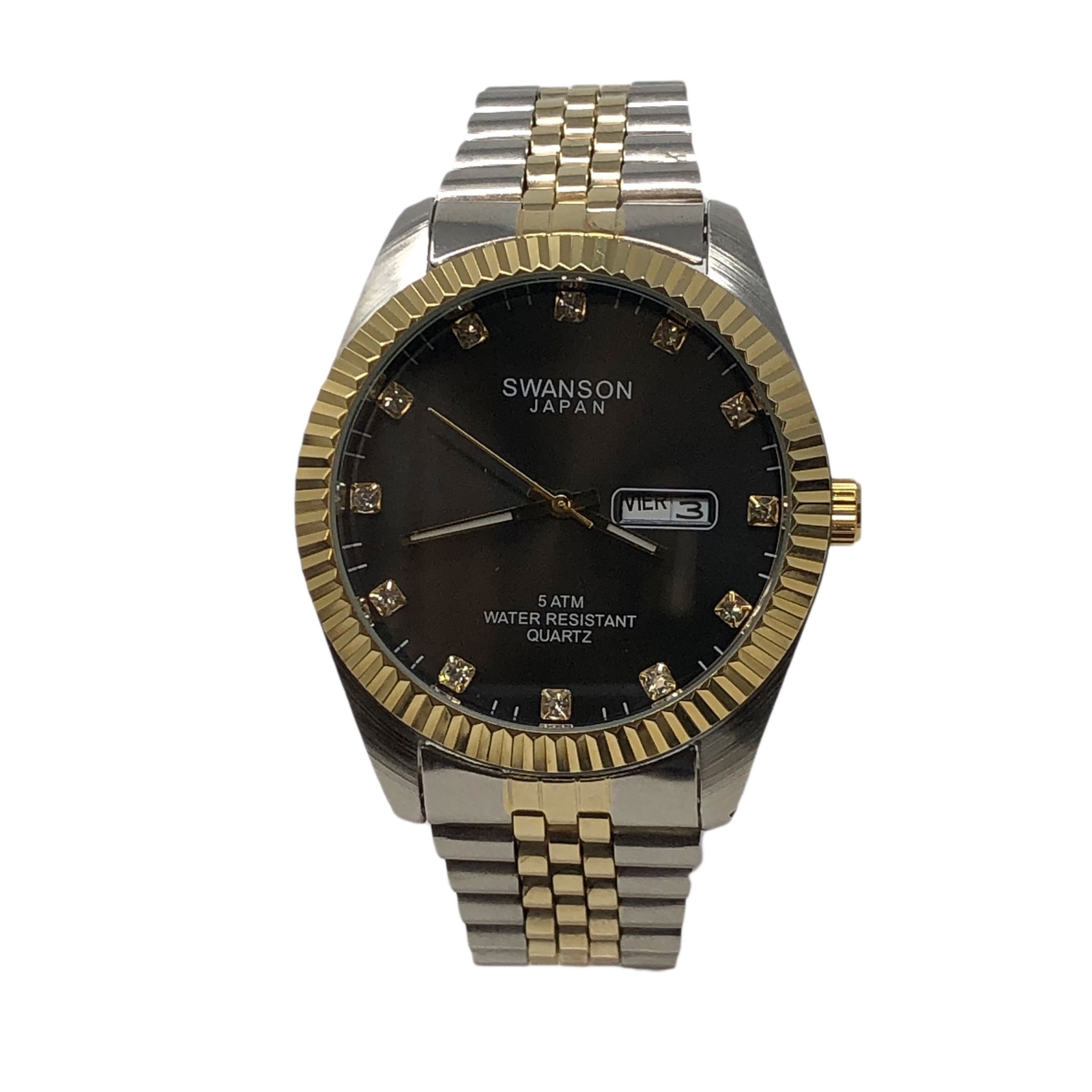 NEW! 45MM Men's Swanson Japan Watch -Black Dial Two Tone Band W ...