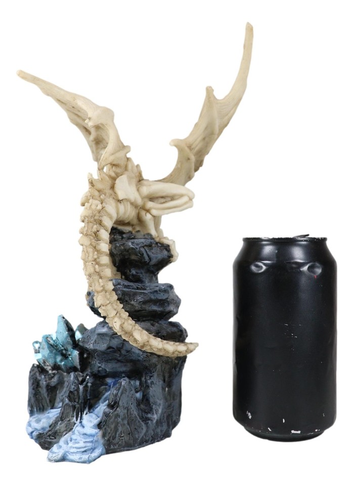 10"H Gothic Skeleton Bone Dragon Perching On Crystal Cavern Statue ...