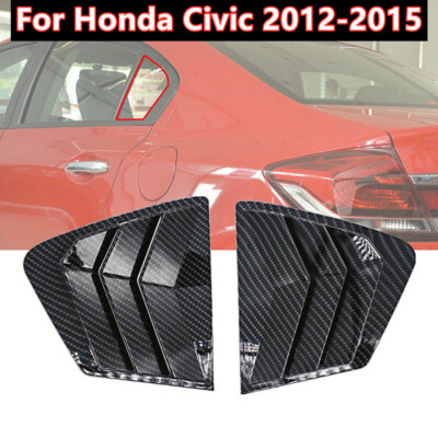 2Pcs Car Side Quarter Window Vent Louver Shutter Cover For Honda Civic ...