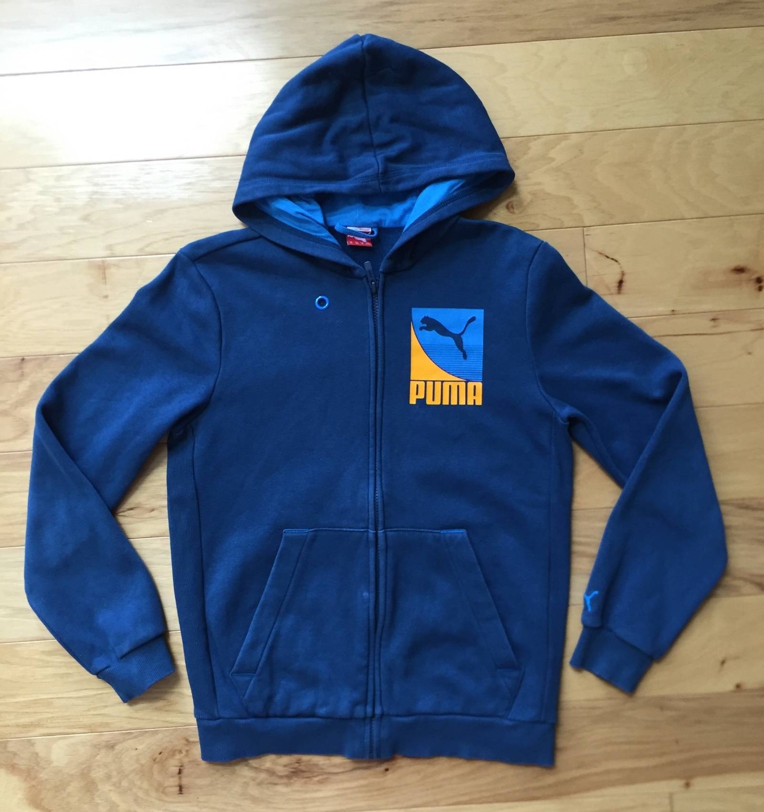 EUC BOY BLUE PUMA HOODIE SHIRT SWEATSHIRT TOP L XL 8 9 10 12 14 164 cm ...