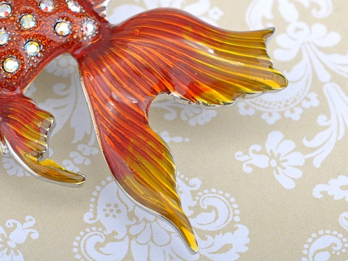 Fashion Red Fish Crystal Rhinestone Goldfish Pin Brooch Unique Jewelry ...