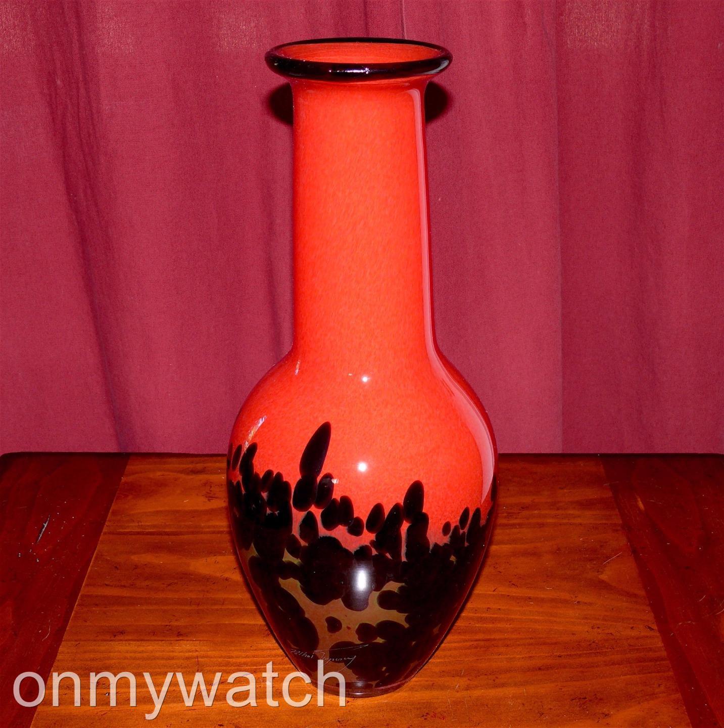 AMPHORA Vase SiGNED 17" Romania MIHAI TOPESCU Santa Fe Series Art Glass ...
