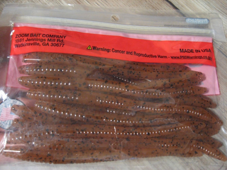 Zoom Soft Baits - 4 3/4" Finesse Worms 004 - Choose Colors - 20 Worms ...