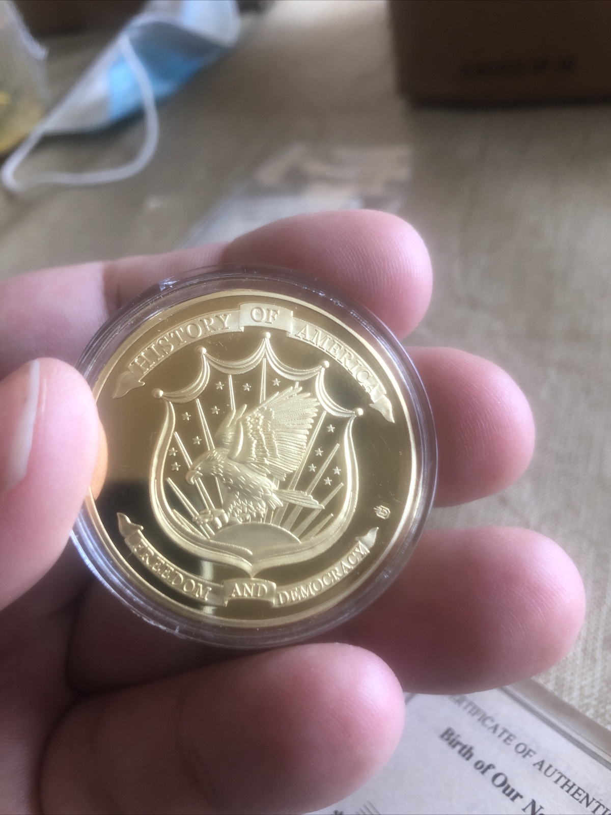 AMERICAN MINT CO COMMEMORATIVE COIN,"BIRTH OF OUR NATION,STATUE OF ...