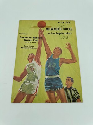 1968 Milwaukee Bucks Los Angeles Lakers Basketball Program 1st NBA ...