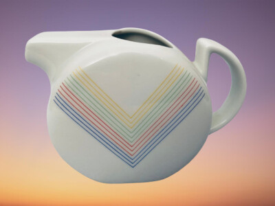 The Toscany Collection Rainbow V Striped White Porcelain Creamer ...