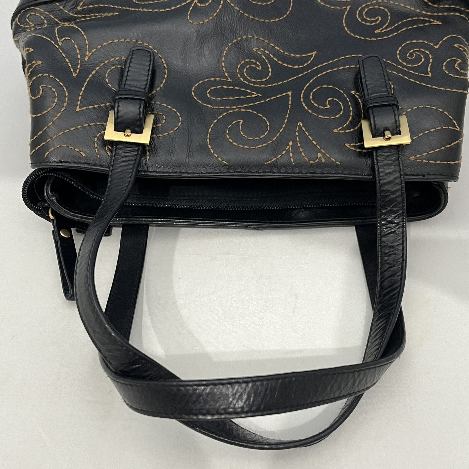 Naturalizer Leather Stitched Smaller Tote Purse Gold Accents | eBay