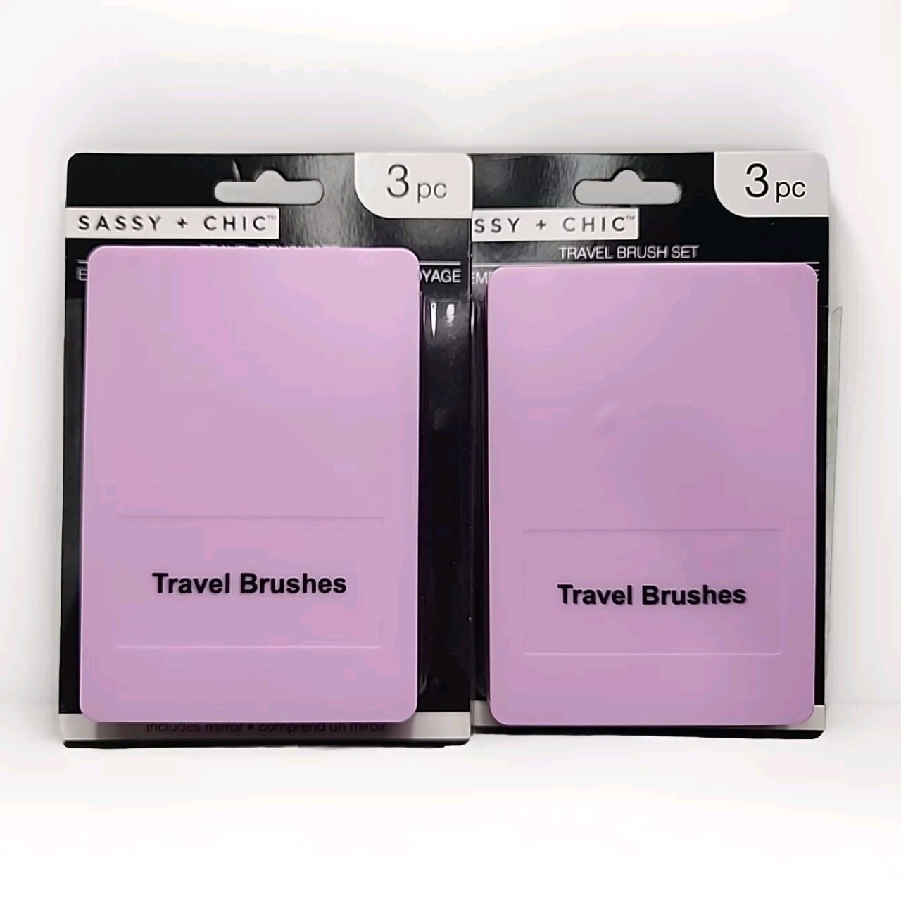 Set of 2 - Sassy + Chic Travel Makeup Brush 3pc Set, Lavender | eBay