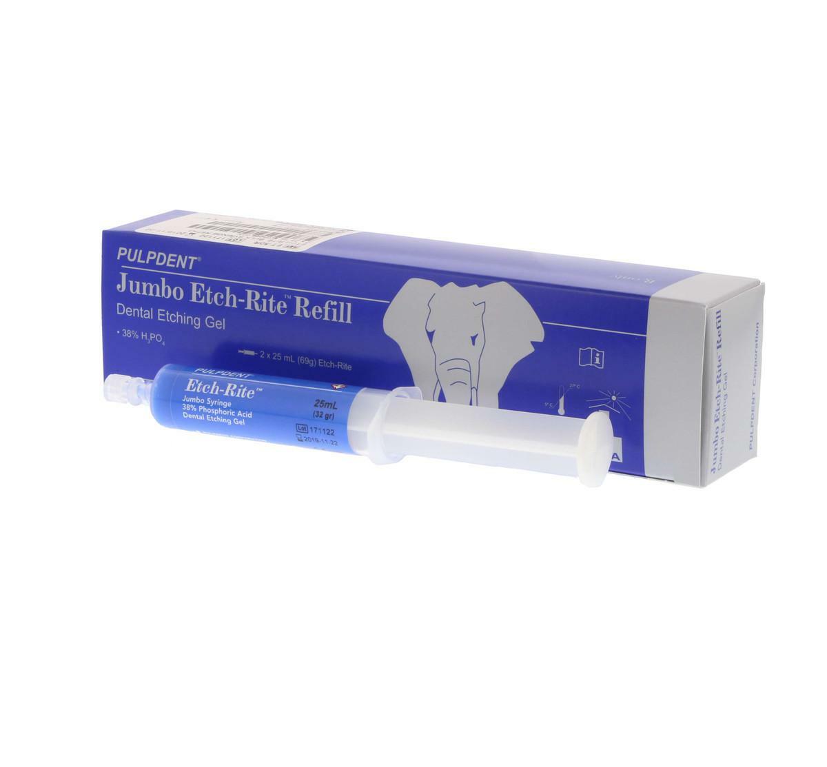 Jumbo Etch-Rite Refill Dental Etching Gel 50 mL Pulpdent ET-50R 2x25 mL Syringe | eBay