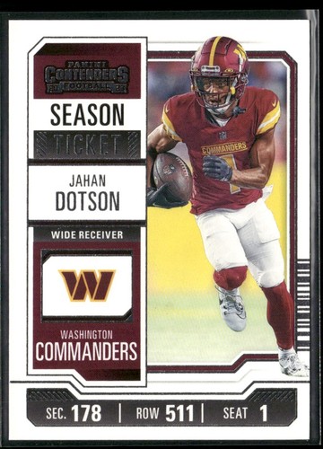 2023 Panini Contenders Season Ticket Jahan Dotson Washington Commanders ...