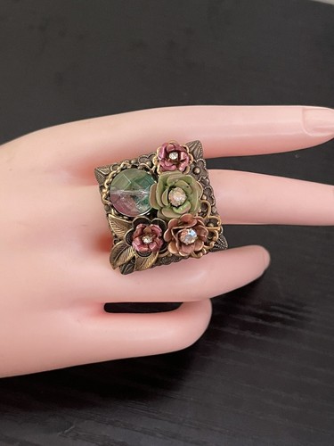 Sweet Romance Ring flower floral rhinestone enamel SZ 8 | eBay