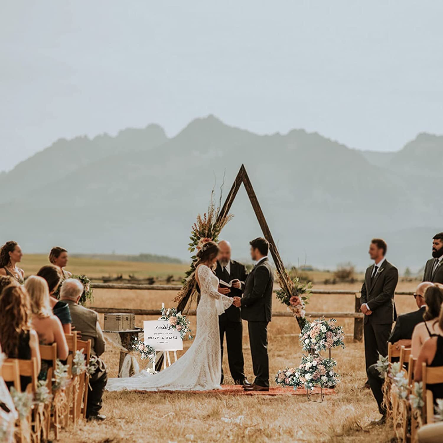 2x Heavy Duty Wooden Wedding Arch Stand Archway Arbor Frame Boho Photo ...