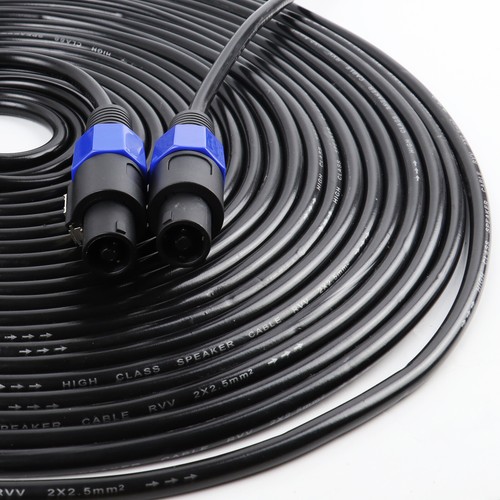 2x 80 Ft Speakon to Speakon Male Plug Cable Pro Audio DJ Speaker ...