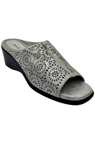 David Tate Slide Wedge Sandals Sublime Silver | eBay