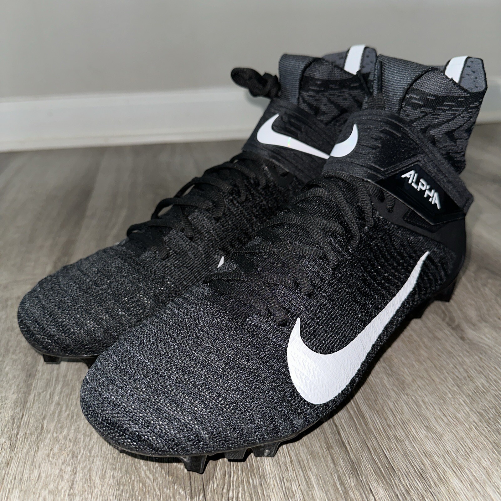 Nike Alpha Menace Flyknit Elite 2 Black Football Shoes Cleats Size 13 ...