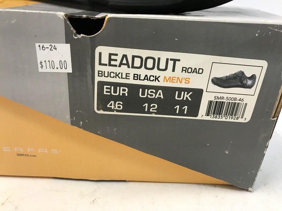 Serfas Leadout Men's Pro Road Bike Shoe SMR-500B-46 (Black Size 46 USA ...