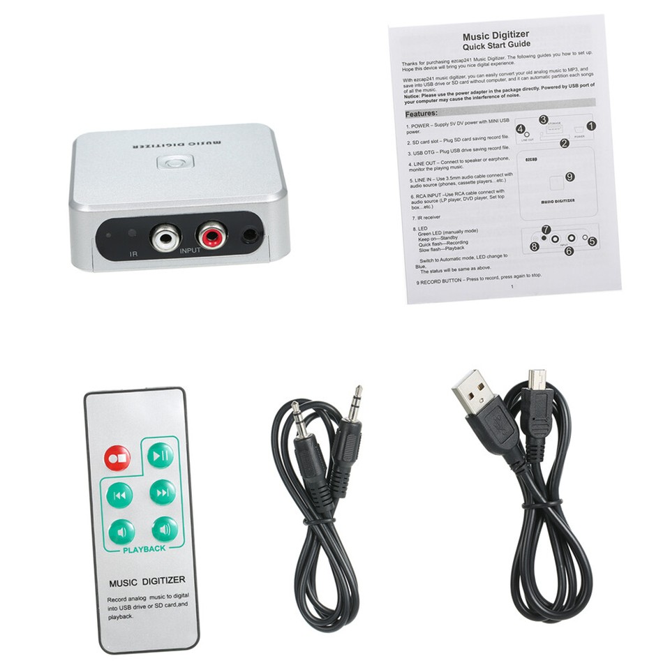 Music Digitizer CD MP3 Recorder 128Kbps Portable Audio Capture Box ...