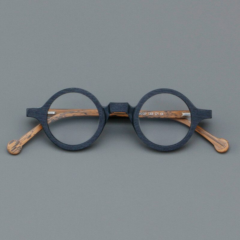 Acetate Wood Retro Round Eyeglass frames Full Glasses Women Men Eyewear ...