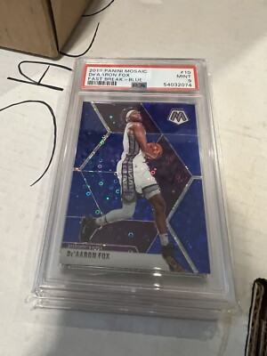 2019 Mosaic Fast Break Blue Prizm De'Aaron Fox RC#10, #d/85, PSA 9 Pop ...