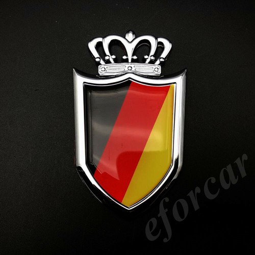 3D Chrome Germany Deutschland Flag Crown Shield Car Emblem Badge Decal ...