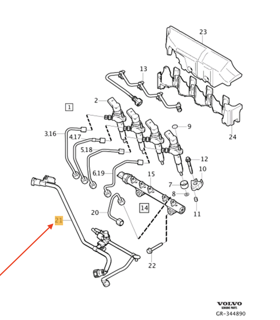 2013 Volvo V70 1.6 Engine Fuel Pipe Line 31355833 for sale online | eBay