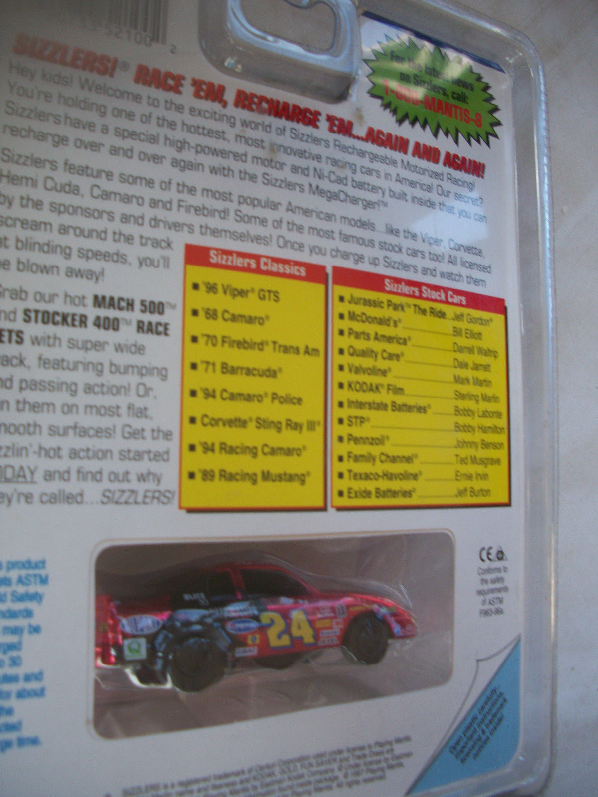 Sizzlers JEFF GORDON Jurassic Park CHROME RECHARGEABLE RACER Playing ...