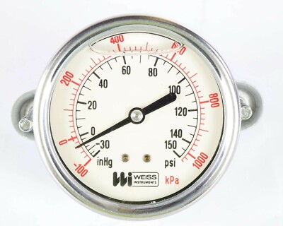 New LF251-V150-4B Weiss Instruments Gauge -30-0-150 PSI & KPA ¼” | eBay