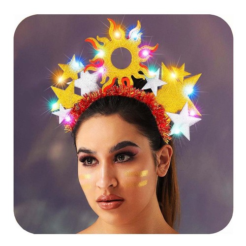 Light Up Sun Headband LED Star Headbands Sunburst Goddess Headpiece ...