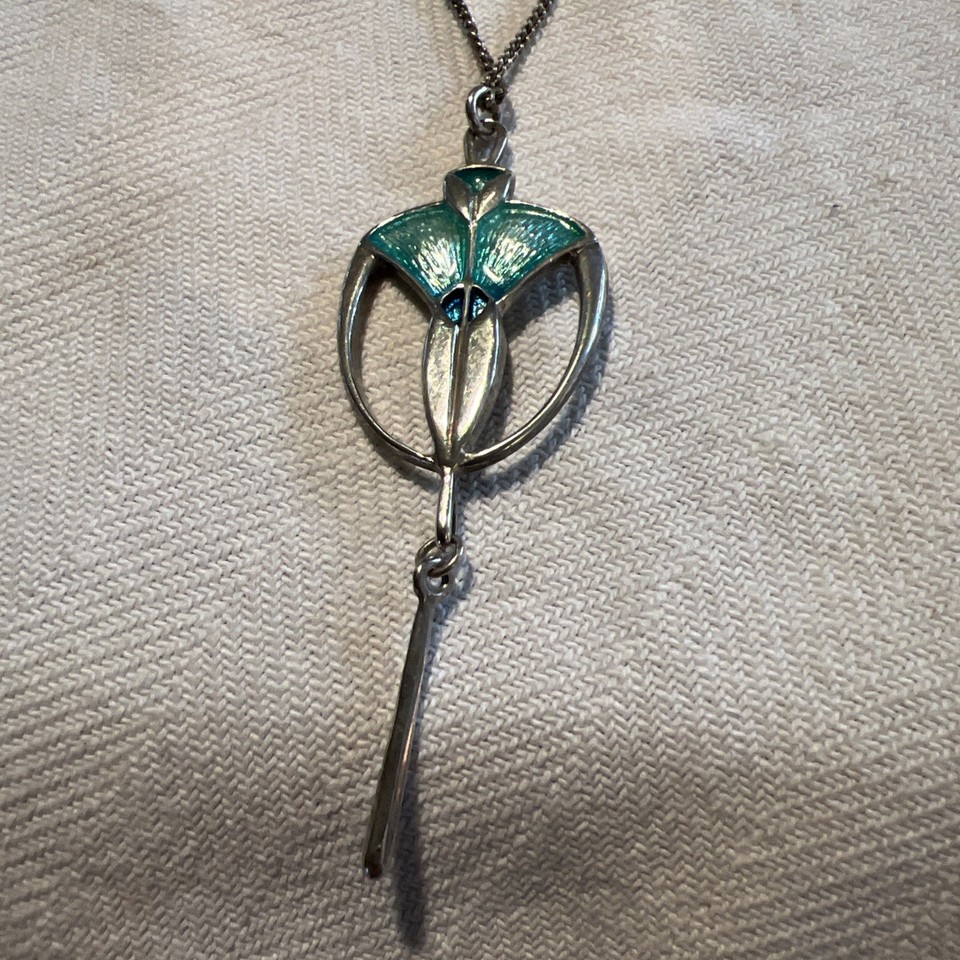 Pretty vintage fine chained silver Art Deco pendant necklace by Pat ...