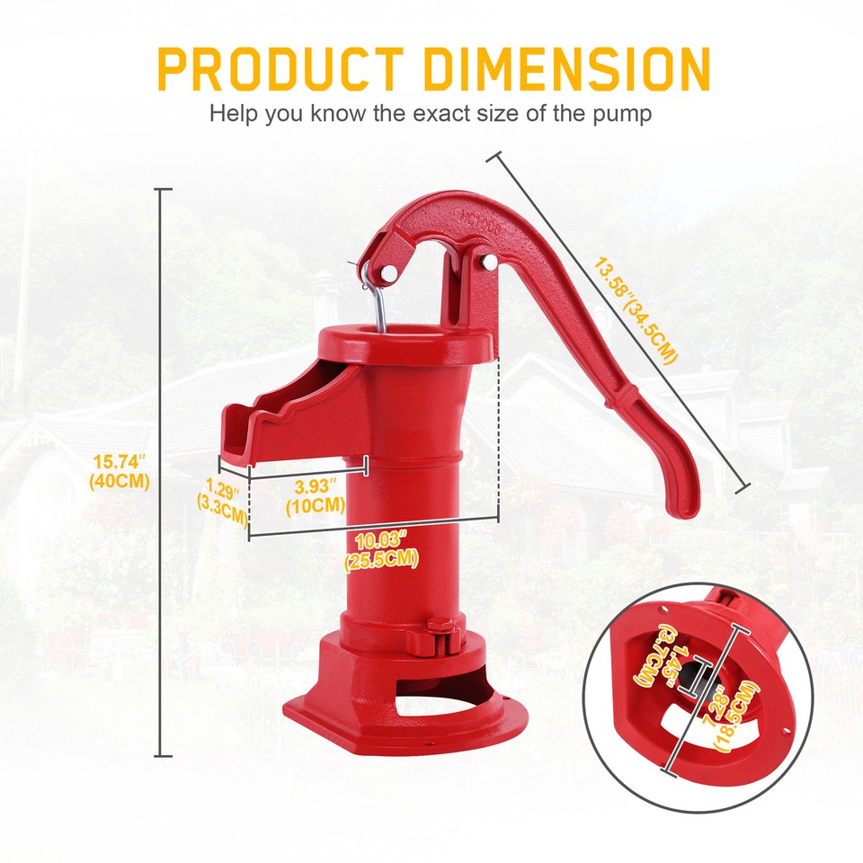 Manual Hand Water Pitcher Pump 25Ft Lift Cast Iron Hand Well Pump ...