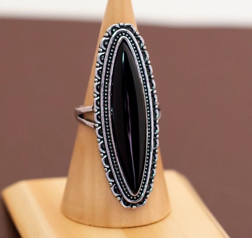Vintage Sharp Black Oval Ring Size 10 - U6 | eBay