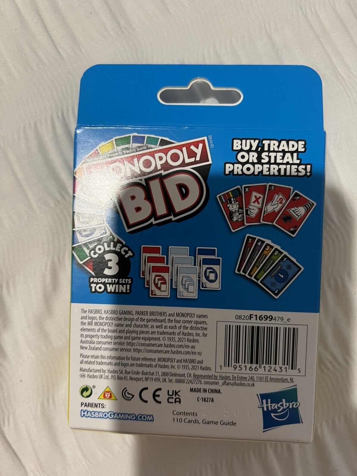 Hasbro F1699 Monopoly Bid Card Game - Quick Playing for 4 Players and ...