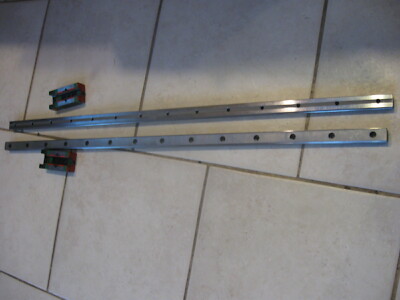 HUGE LOT 31-1/4" Hiwin Linear Guideway Rails w/ Block 2 Carriages ...
