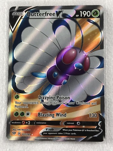 Butterfree V FULL ART ULTRA RARE 177/189 Pokemon SWSH Darkness Ablaze ...