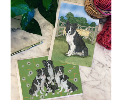 Border Collie Art Blank Note Cards Set of 10 Cards with Envelopes | eBay