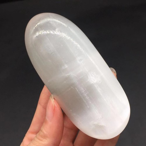 Natural Gypsum Selenite Crystal Quartz Carved Oval Palm Healing ...