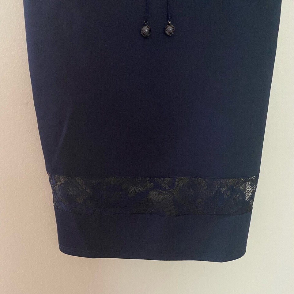 NWT Tadashi Shoji Navy CORISANDE FRINGE DRESS sz Small | eBay
