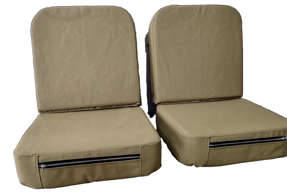 2 Seats covers/foam for Willys Jeep W/ Cargo Pockets CJ2A Cj3A CJ3B M38 ...