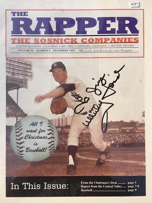 Whitey Ford Signed Auto Rapper Magazine NY Yankees Autograph Chairman ...