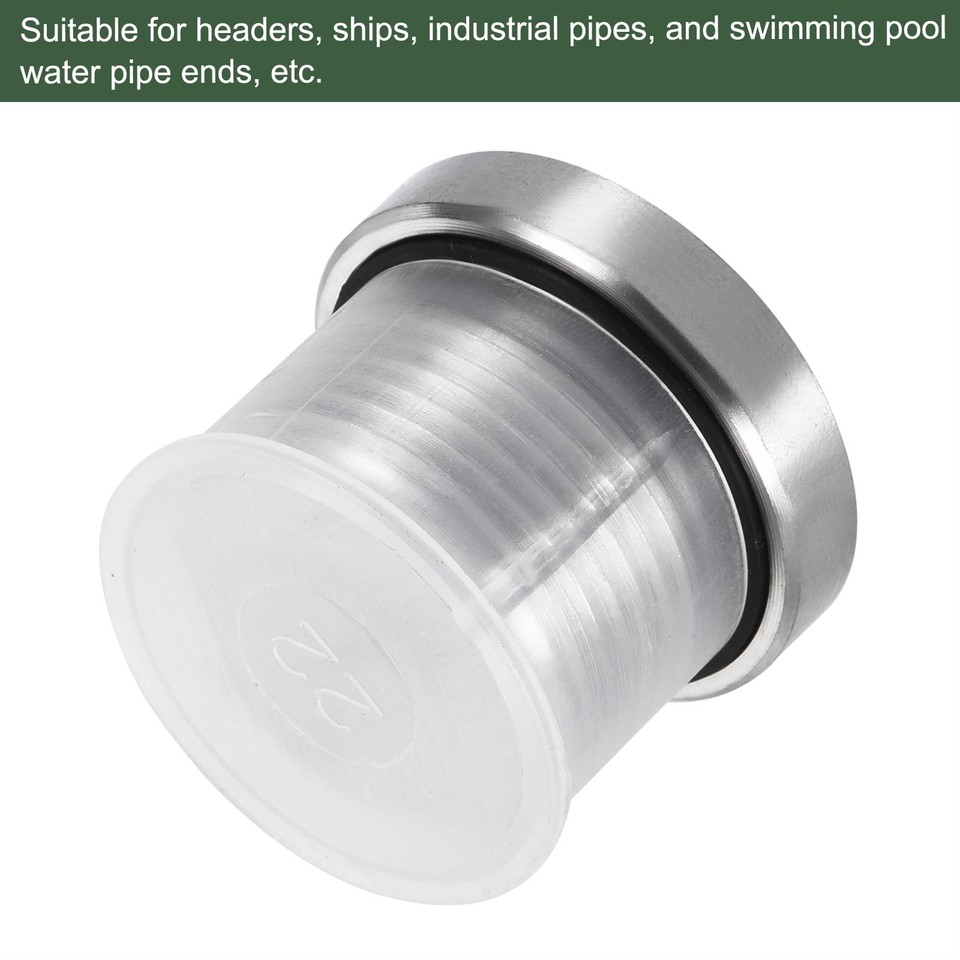 2 Pcs M22 x 1.5 Stainless Steel Internal Hex Head Socket Pipe Fitting ...