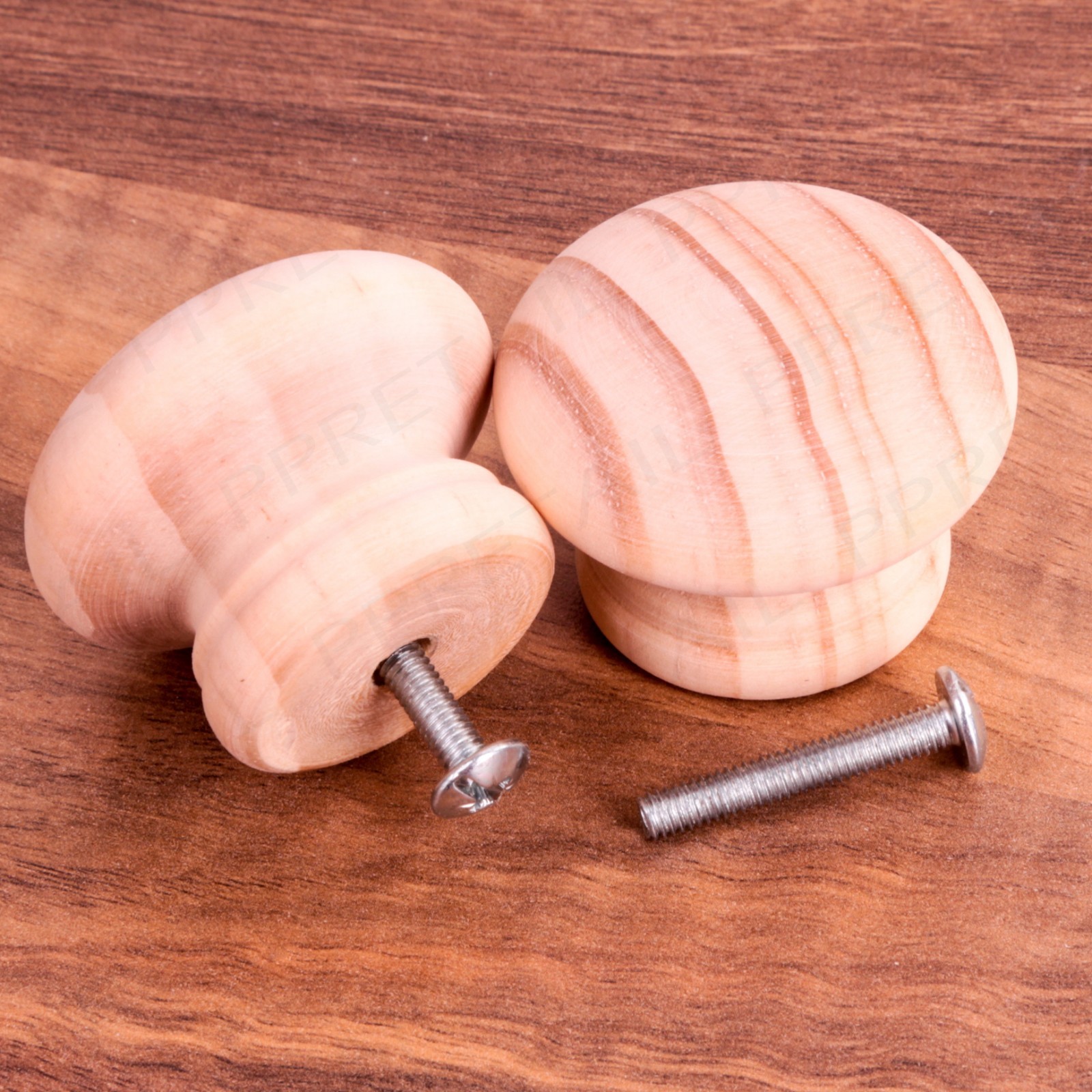 CHOOSE PACK SIZE - PLAIN UNSTAINED 40mm WOODEN WOOD DOOR KNOBS + BOLTS ...