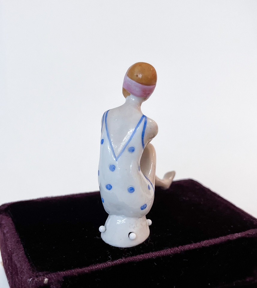 VTG Lady Bathing Beauty Pin Cushion Figurine Half Doll Porcelain Old ...