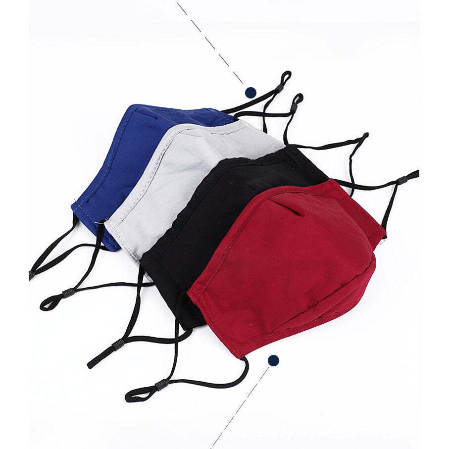 Washable Reusable 100% Cotton 3 layers Black Fabric Face Mask with Rear ...