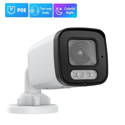 2.8mm Wide Angle 5MP IP Camera POE Audio Outdoor Color Night Vision ...