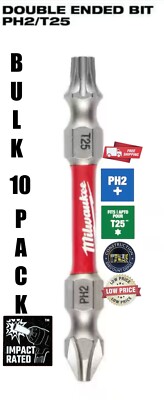 Bulk 10 Pack Milwaukee SHOCKWAVE Impact Rated Double Ended Bits PH2 T25 ...