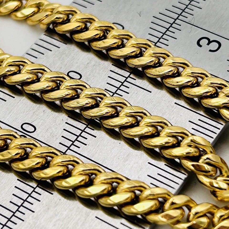 Solid 9ct Gold 5mm Cuban Chain Heavy Miami Curb Necklace 22 inch / 16GR ...