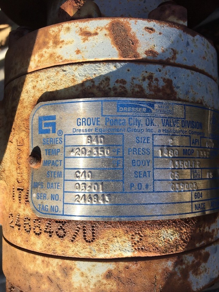 Grove Ball Valve B4D 2” 600 Flanged Full Port CSxLF2 Bare Stem USED | eBay