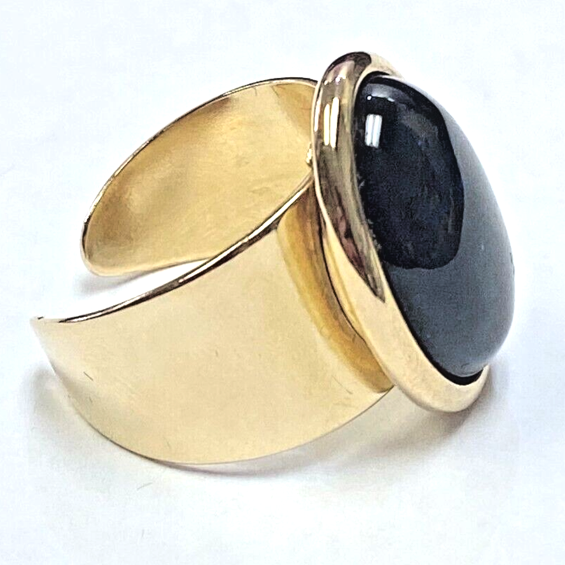 HSN Shelly Brown Maxine Black Onyx Gold Ladies Adjustable Ring | eBay